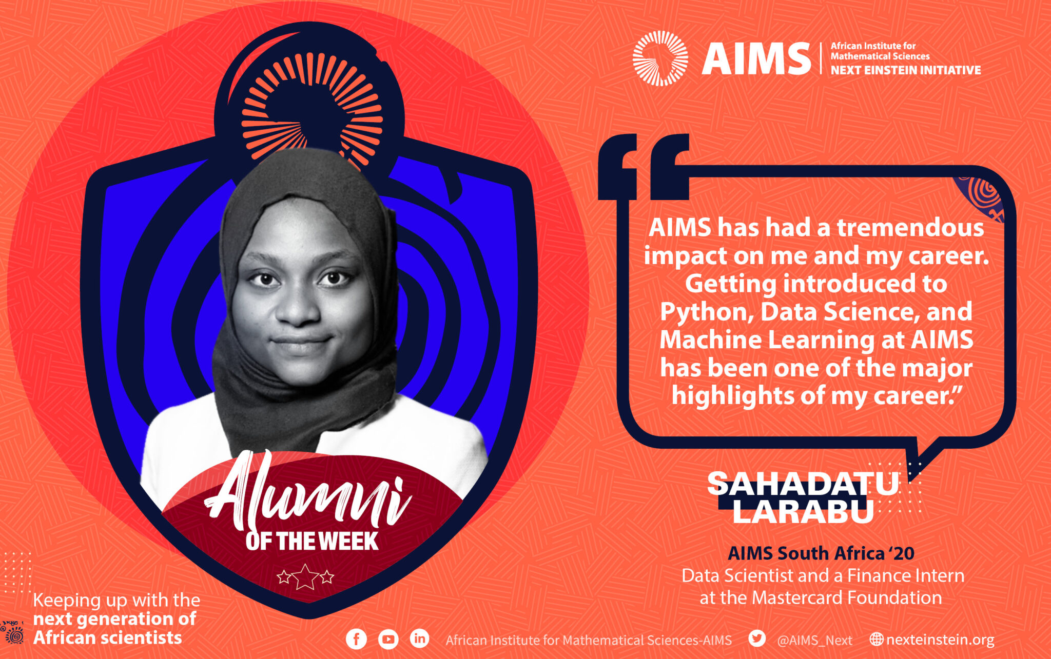 #AlumoftheWeek – Sahadatu Larabu, AIMS SA’20 – African Institute for ...