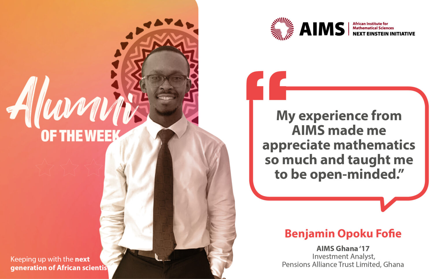 #AlumOfTheWeek – Benjamin Opoku Fofie, AIMS Ghana Alumnus. – African ...